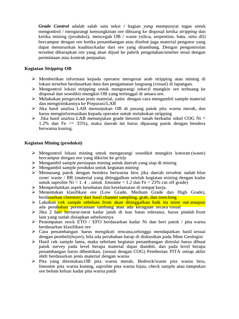 Tugas Grade Control | PDF