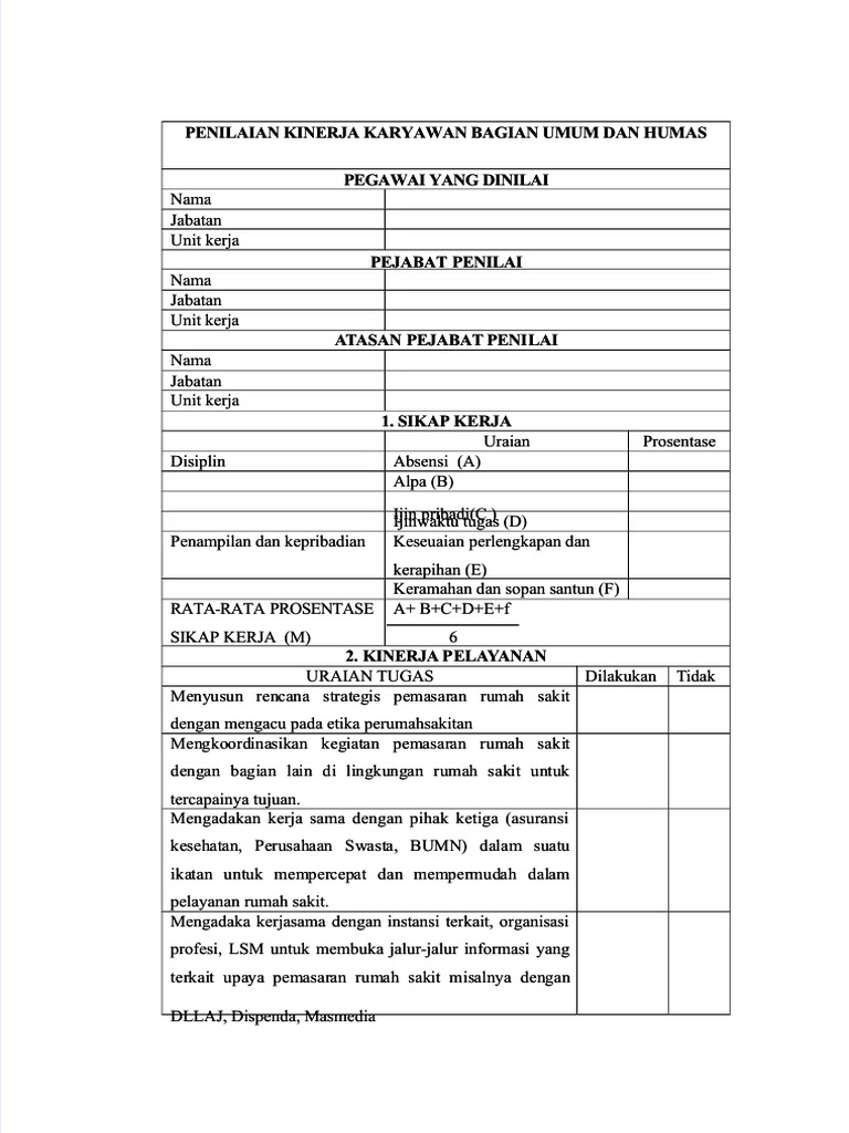 PDF Form Penilaian Kary Umum Dan Marketing - Compress | PDF