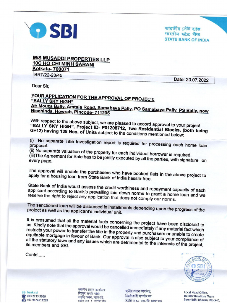 Sbi Approval Letter | PDF