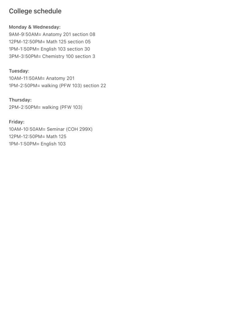 College Schedule | PDF