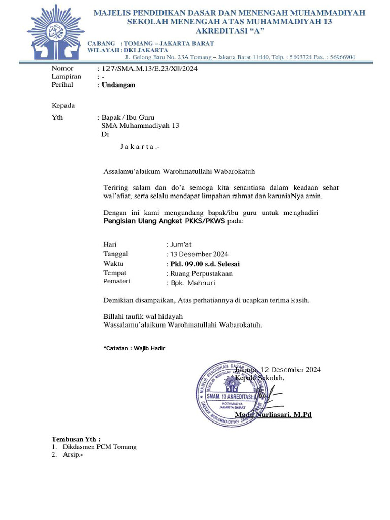 Undangan Pengisian Angket PKKS-PKWS | PDF
