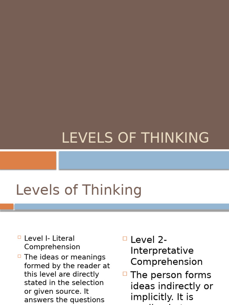 Levels of thinking | PDF | Reading Comprehension | Metacognition