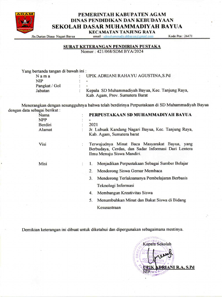 SK Pendirian Pustaka | PDF