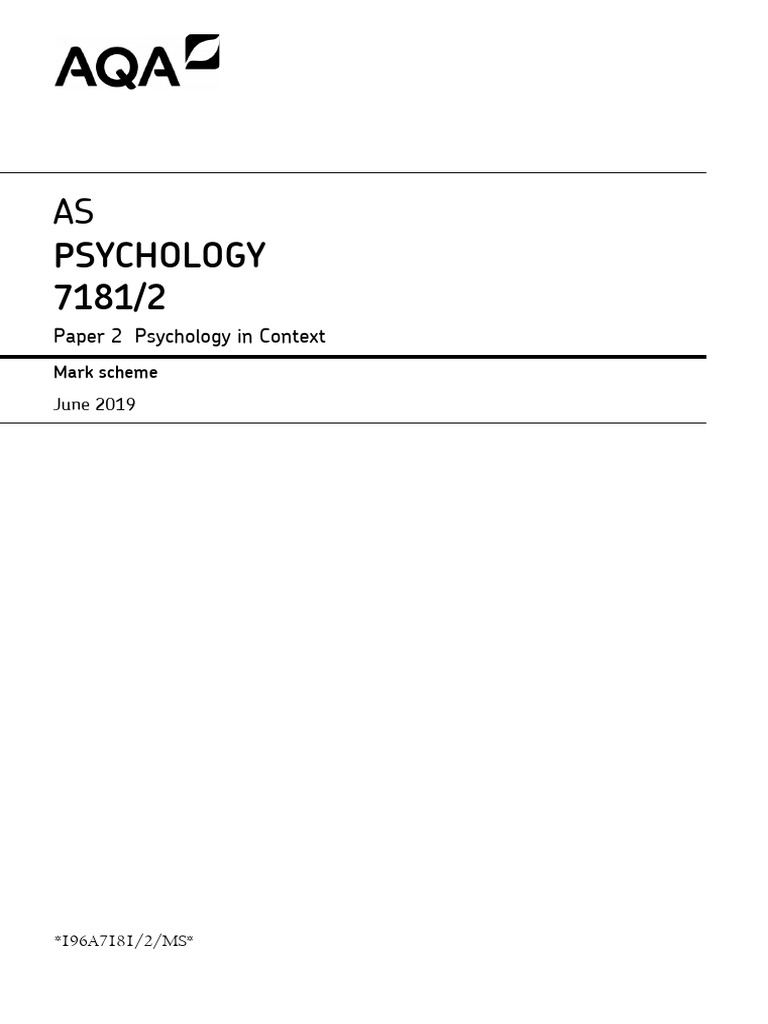 AQA As Psychology Paper 2 MS | PDF | Obsessive–Compulsive Disorder | Phobia