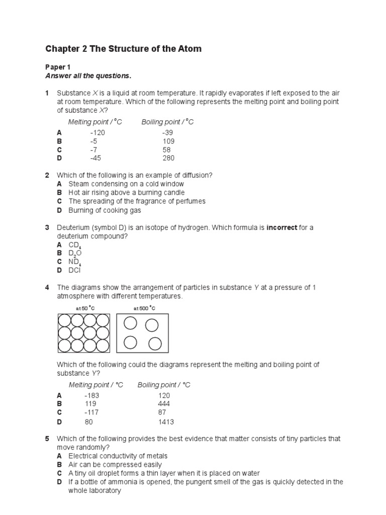 Quiz Chapter 2 Form 4 @ | PDF | Atoms | Hydrogen