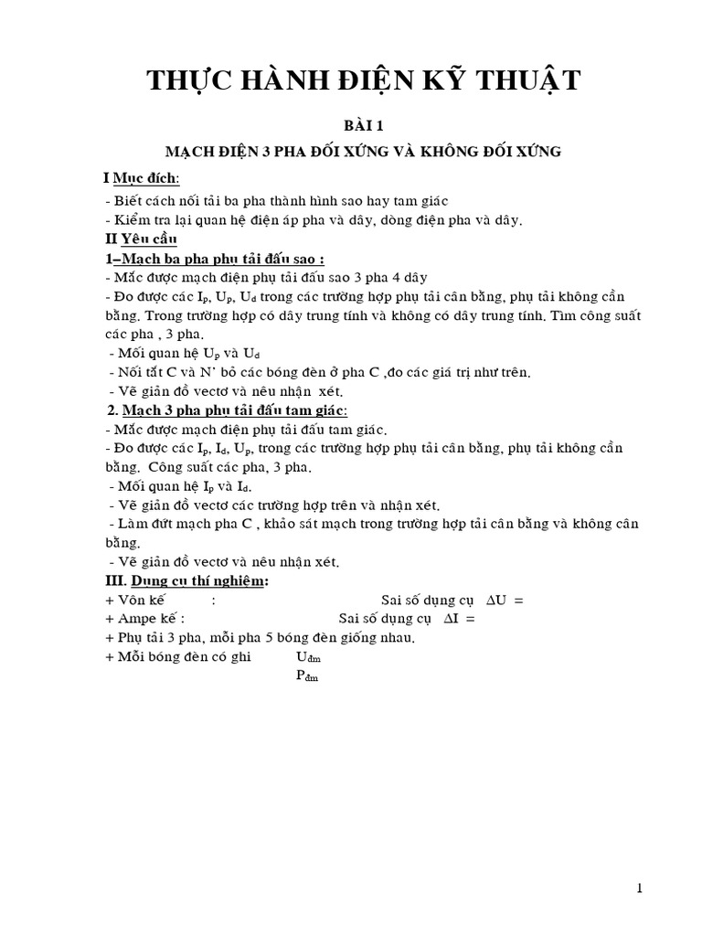 2 - Huong Dan Thuc Hanh Dien Ky Thuat - 2024 | PDF