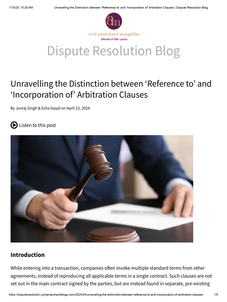Arbitration Clause Reference vs. Incorporation | PDF | Arbitration ...