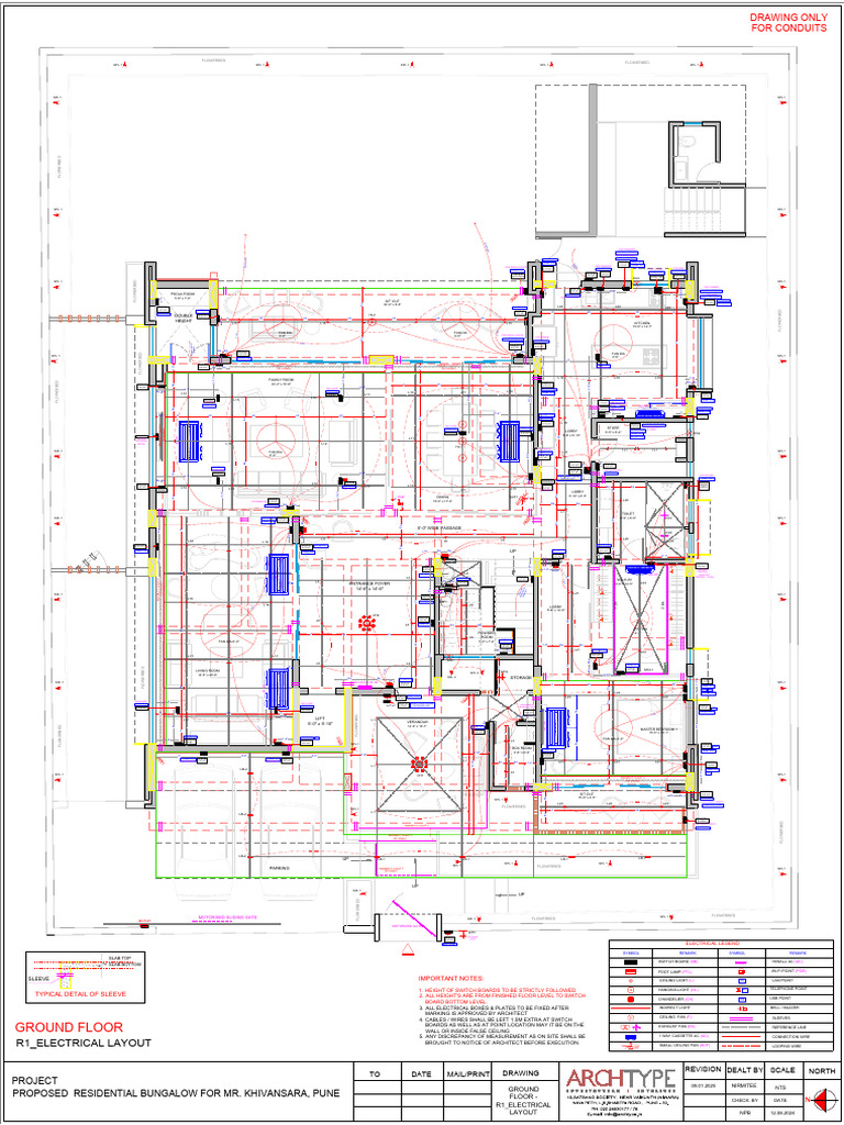 R1 - GROUND FLOOR - ELECTRICAL LAYOUT For Conduit 09.01.2025 | PDF