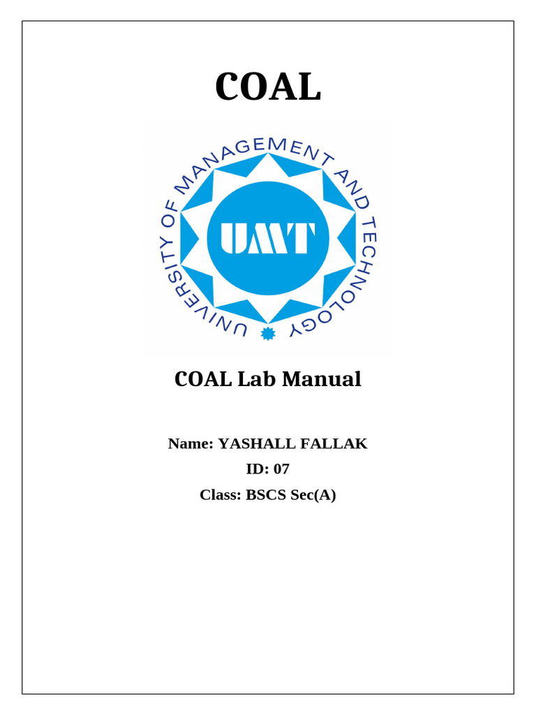 COAL LAB MANUAL-1 | PDF | Computer Program | Programming COAL LAB MANUAL-1 | PDF | Computer Program | Programming