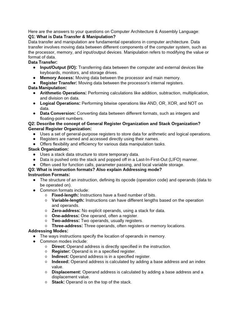 Computer Architecture & Assembly Language - (BCA - 3... | PDF | Central Processing Unit ...