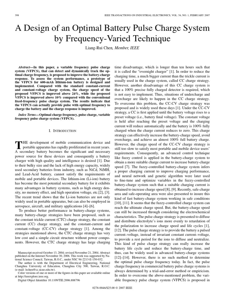 Optimal Pulse Charge System Design | PDF | Rechargeable Battery ...
