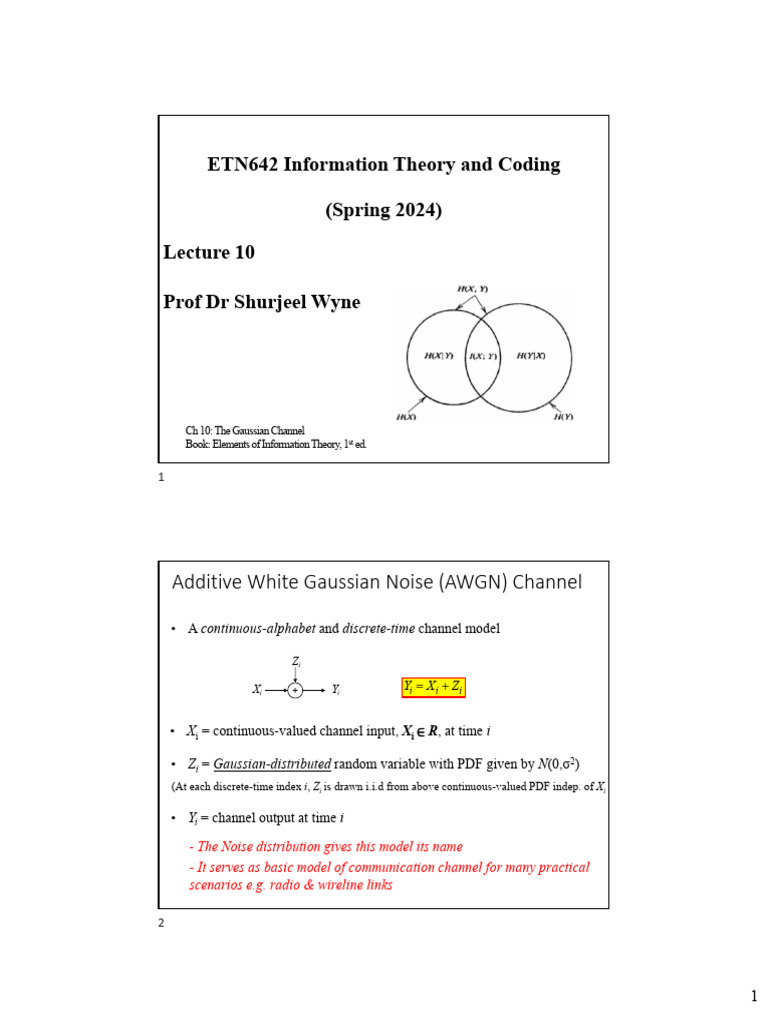 ETN642 Lec10 CH10 Gaussiam Channel Handouts | PDF | Computer Science | Telecommunications ...