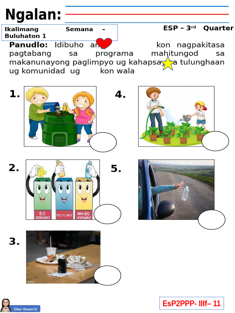 ESP2 Worksheets Q3 W5 | PDF