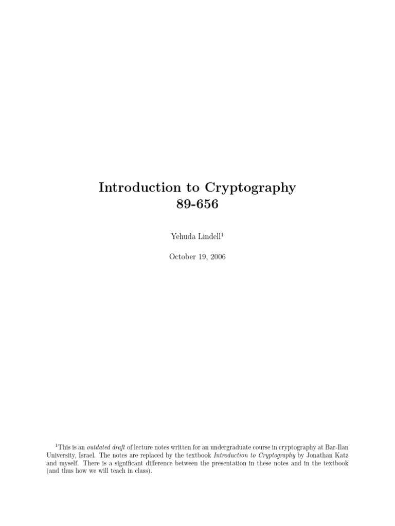 0079 Course Introduction To Cryptography | PDF | Cryptography | Public Key Cryptography