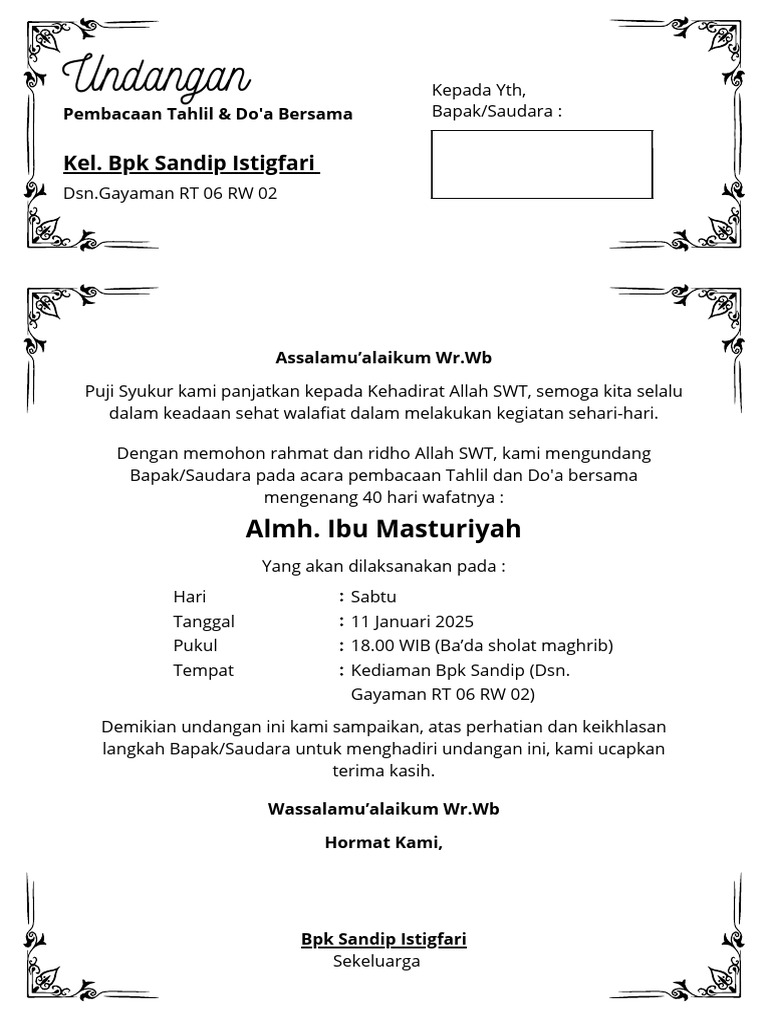 Putih Minimalis Undangan Tahlil - 20250115 - 120341 - 0000 | PDF