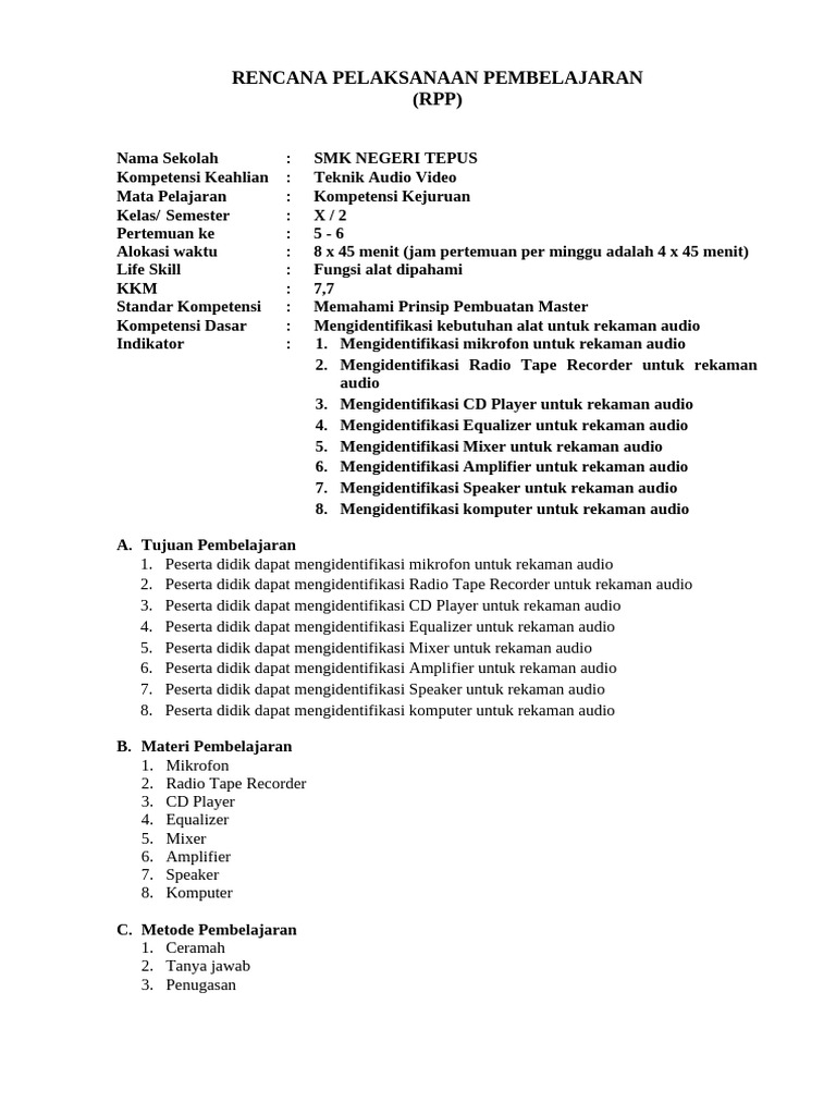 RPP KD3 Memahami Prinsip Pembuatan Master | PDF