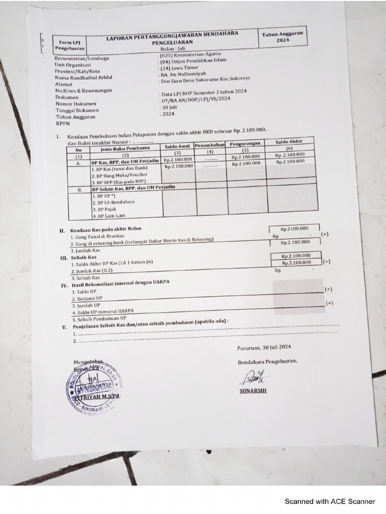 LPJ Bos Kemenag | PDF