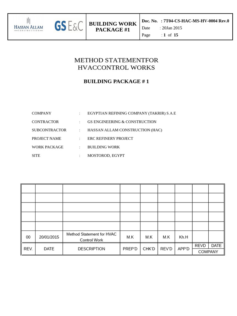 Method Statement For HVAC Control System | PDF | Electrical Wiring ...