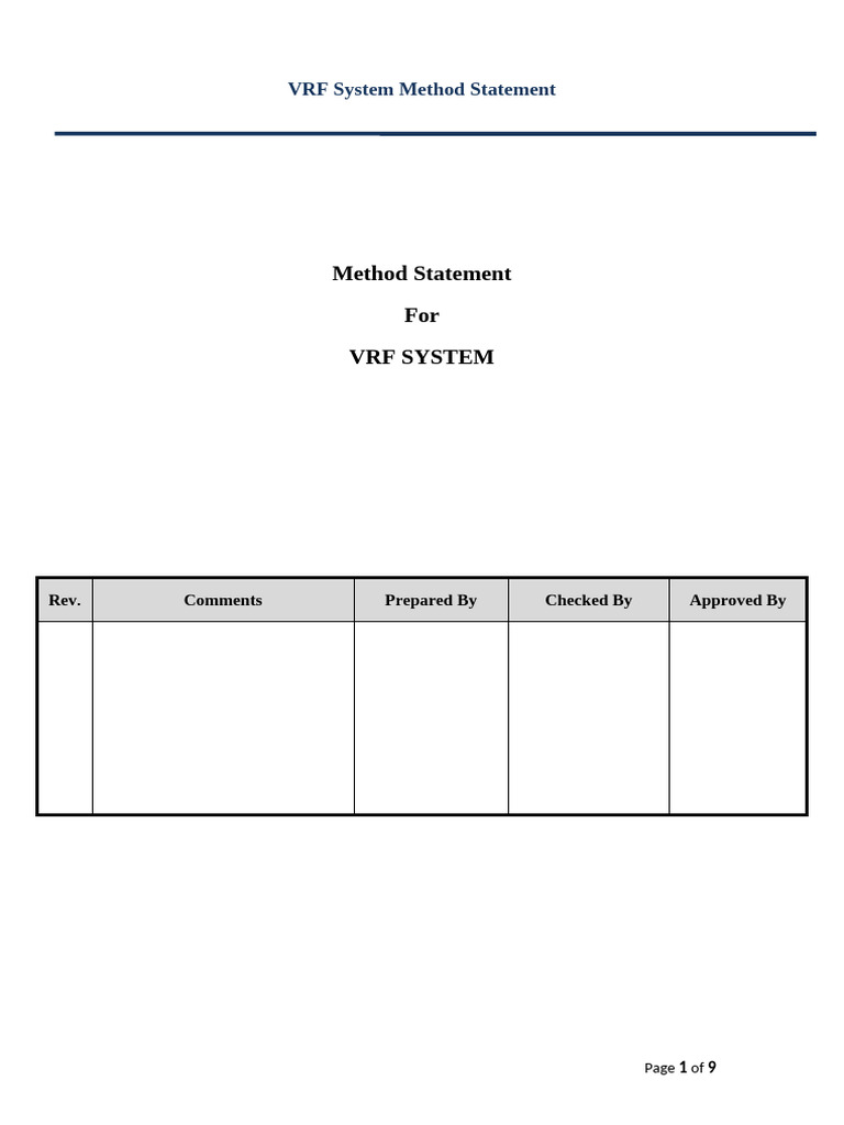 TIBA VRF Method Statement | PDF | Pipe (Fluid Conveyance) | Electrical Wiring