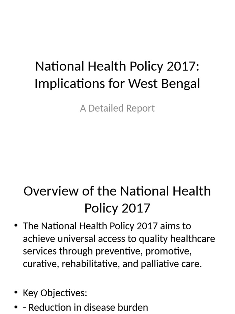 National Health Policy 2017 West Bengal | PDF