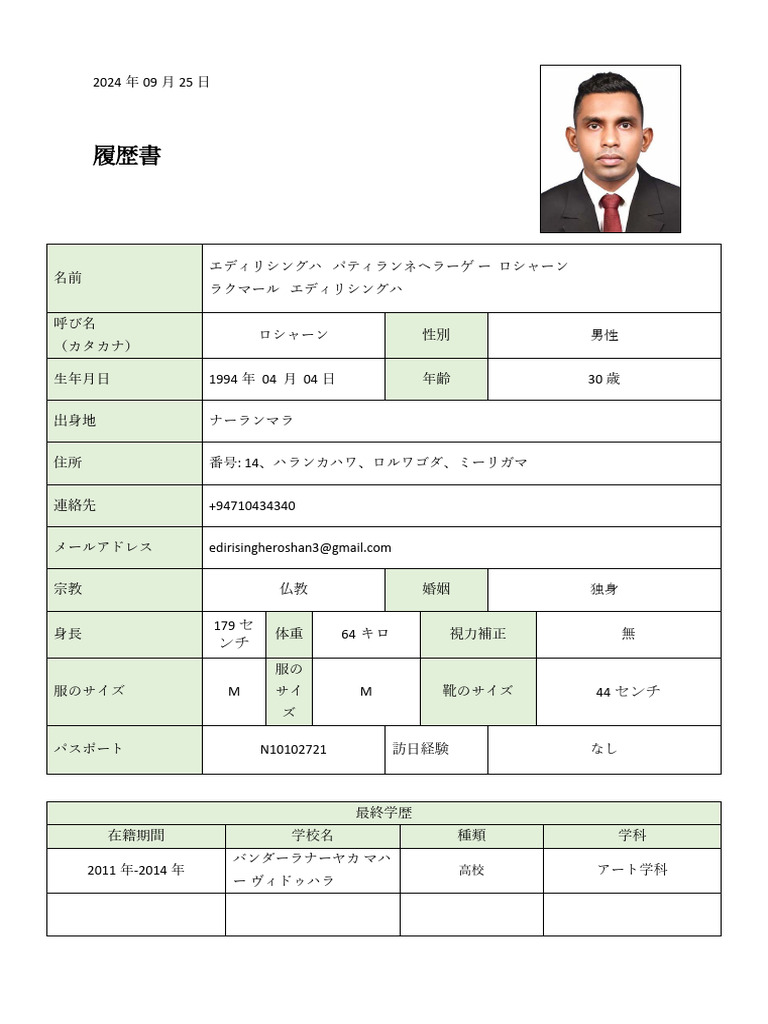 Lakmal Japanese Cv | PDF