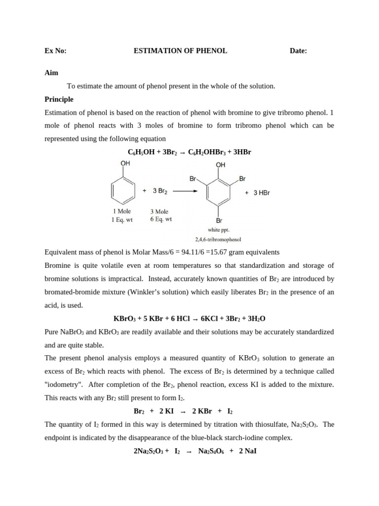 3 - Estimation of Phenol | PDF | Titration | Chemistry