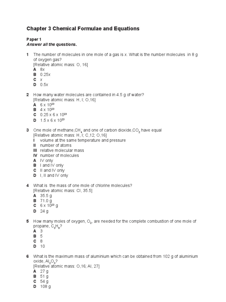 Chemistry Quiz Chapter 3 Form 4 | Ammonium | Ion