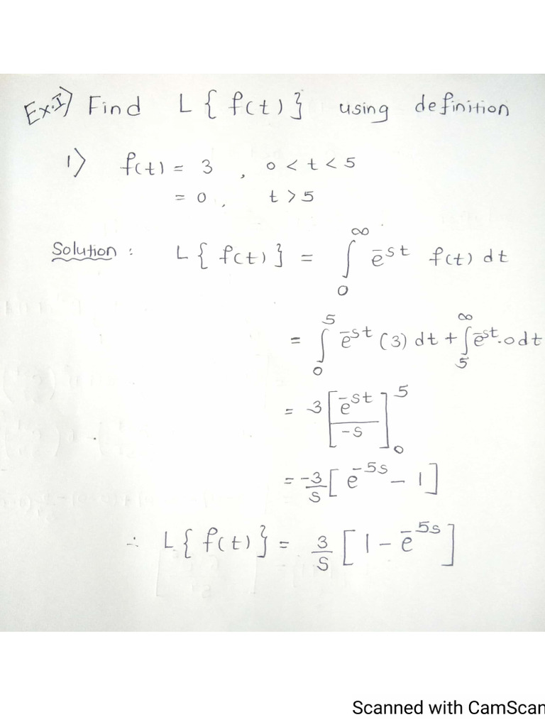 4456.02 Laplace Transforms Problems Using Definition | PDF 4456.02 Laplace Transforms Problems Using Definition | PDF