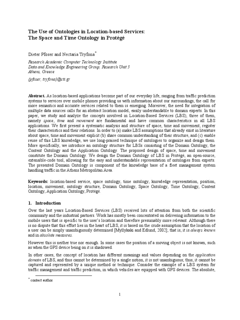 The Use of Ontologies in Location-Based Services: The Space and Time ...