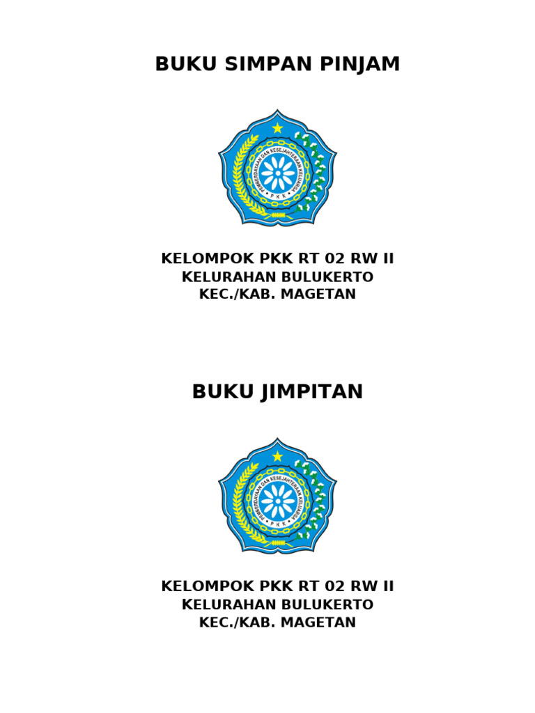 Sampul Buku PKK RT 02 RW Ii | PDF