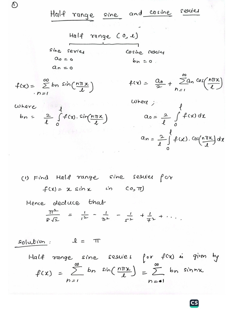 Half Range Sine Cosine Series | PDF