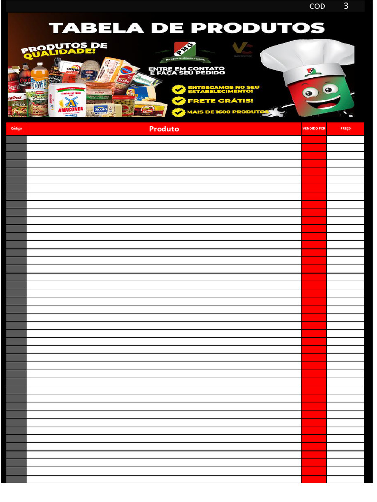 Tabela Preço PMG 4.10.2024 | PDF | Ingredientes de alimentos | Culinária