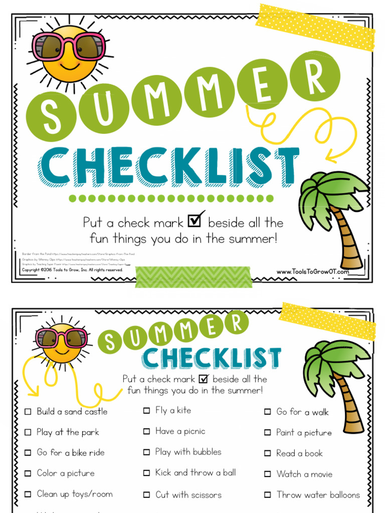 2ja - Summer Checklist | PDF