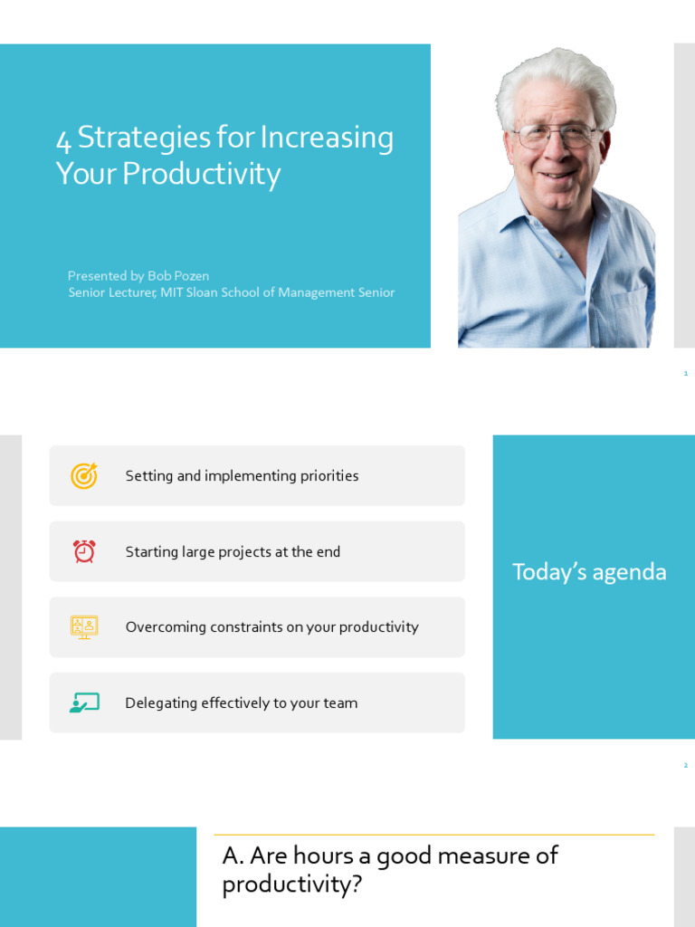 Bob Pozen Maximizing Productivity July 2022 v5 | PDF | Mentorship