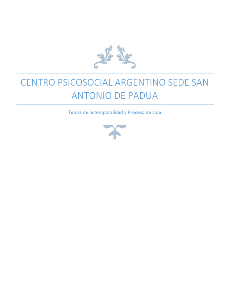 Teoria de La Temporalidad y Proceso de Vida1 | PDF | Adultos | Temor
