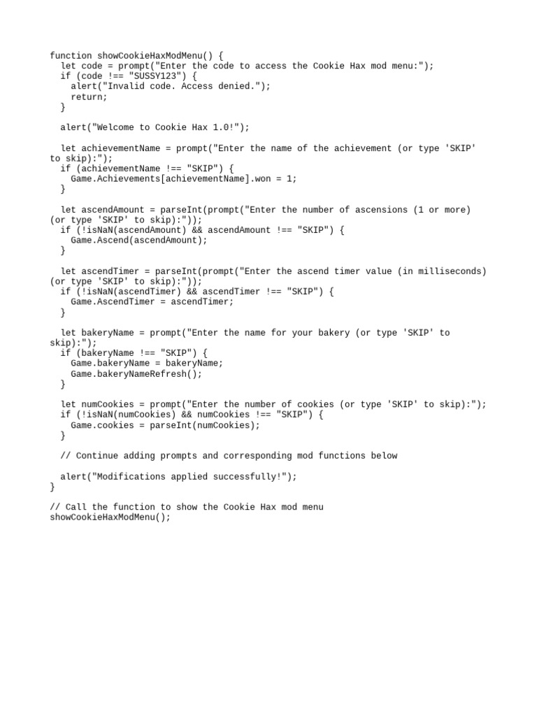 Cookie Hax Mod Menu Guide | PDF