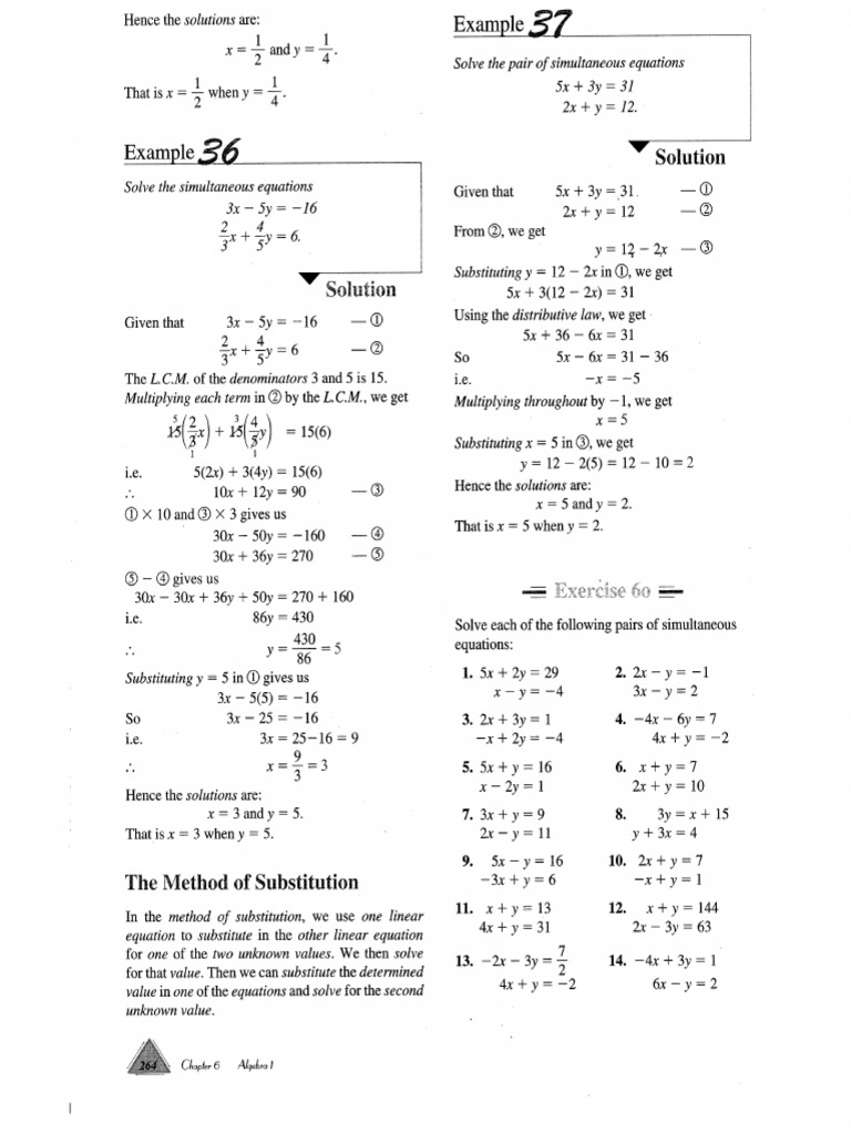 Simultaneous Equations Worksheet | PDF