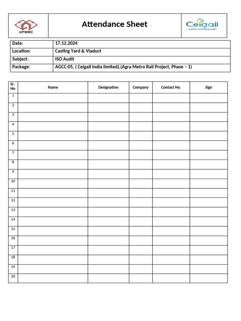 Mars Audit Verification Attendence-Agcc-05 | PDF