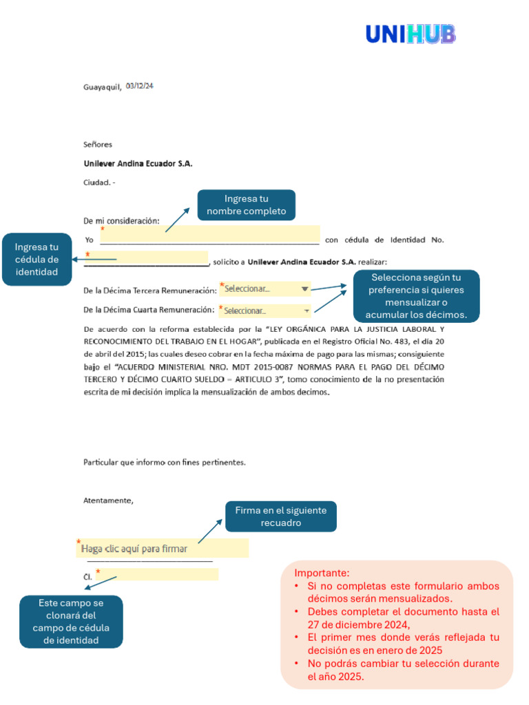 Guía de Cambio de Forma de Pago Decimos 2024 | PDF