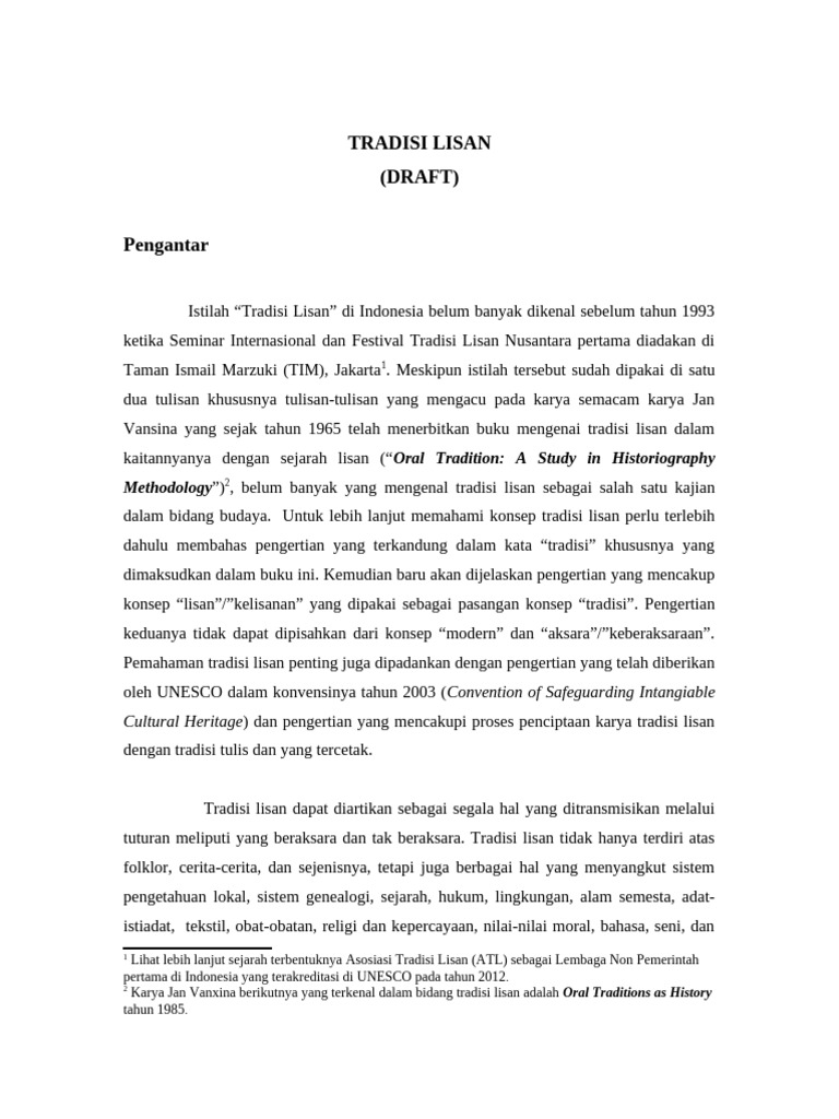 Memahami Tradisi Lisan di Indonesia | PDF