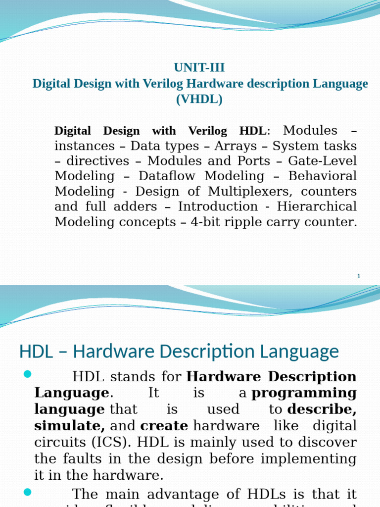 unit-iii | PDF | Hardware Description Language | Vhdl