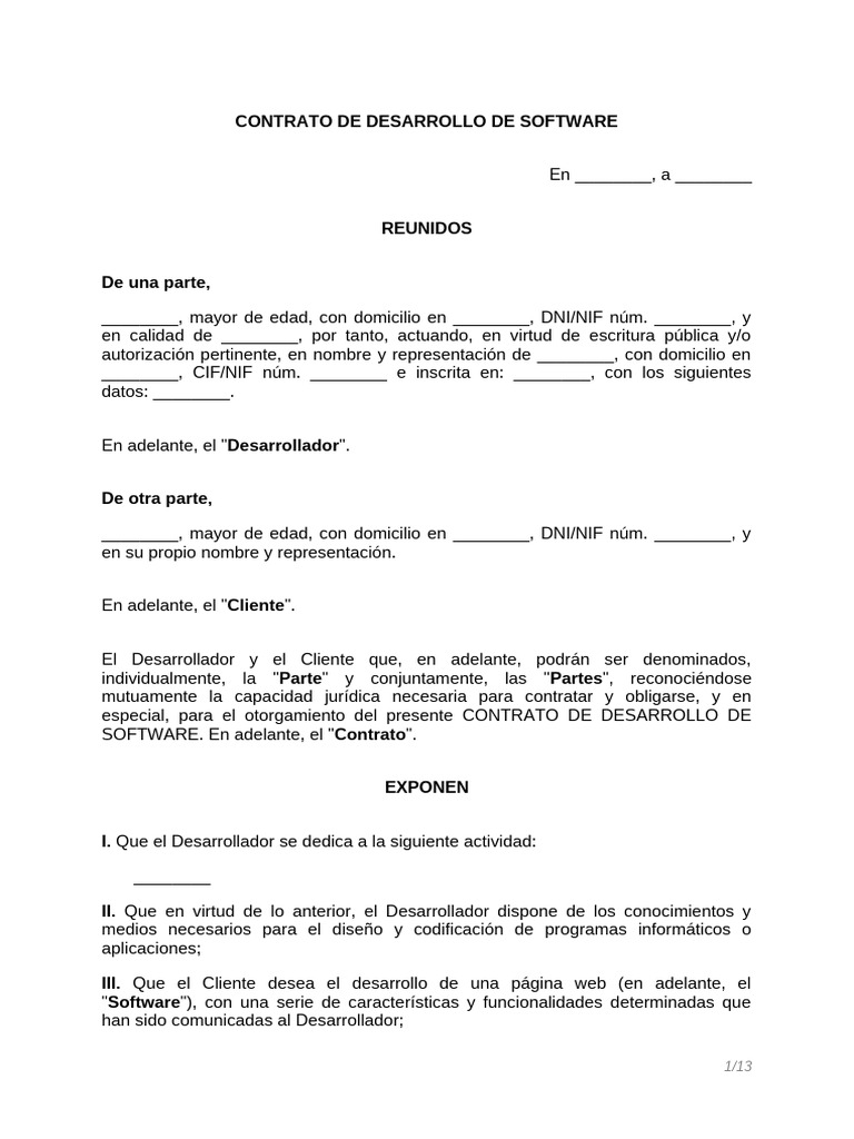 Contrato de Desarrollo de Software | PDF | Software | Daños y perjuicios