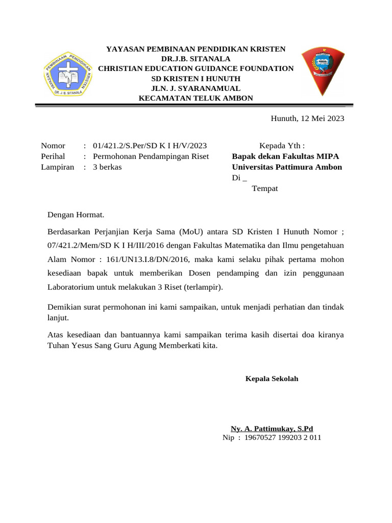 Surat Permohonan Pendampingan Riset | PDF