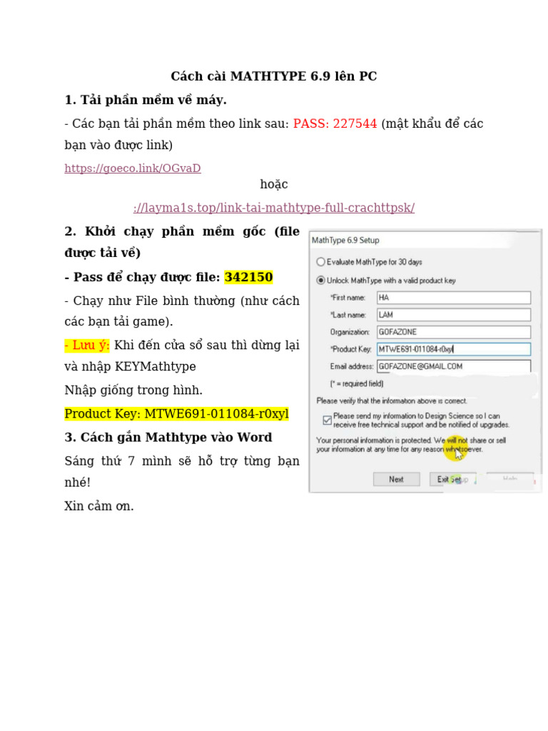 Cách Cài MATHTYPE 6 | PDF