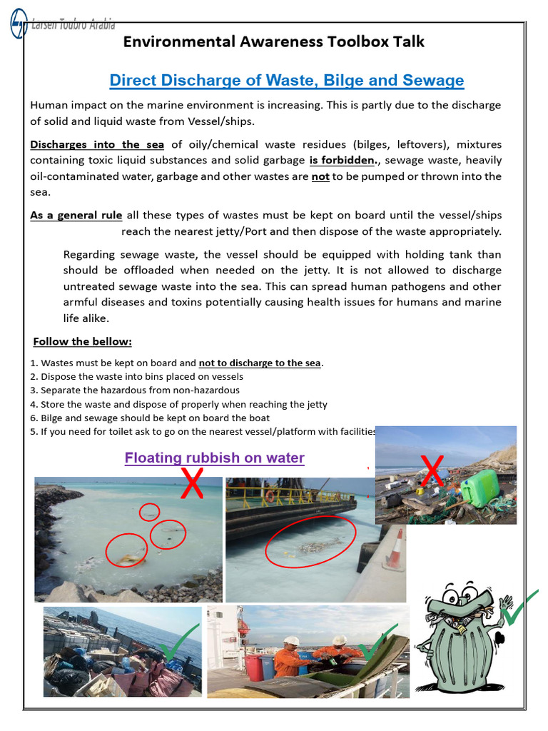 Direct Discharge of Bilge and Sewage | PDF
