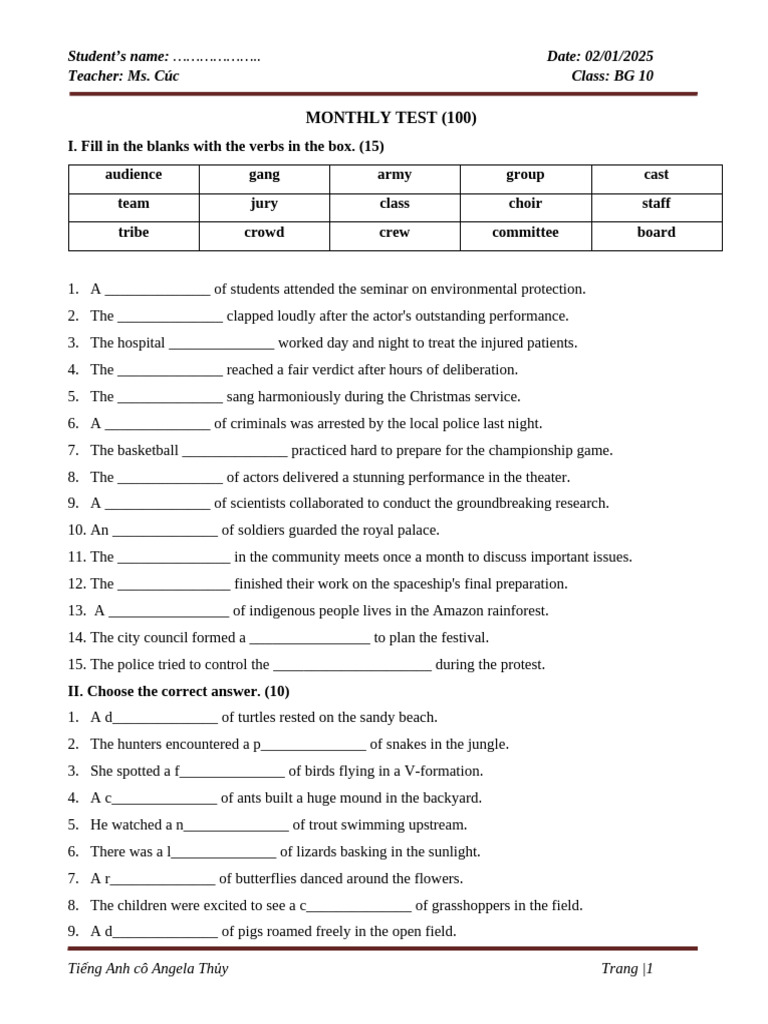 (02.01.25) BG10 - Monthly Test + Key | PDF | Water Pollution | Groundwater