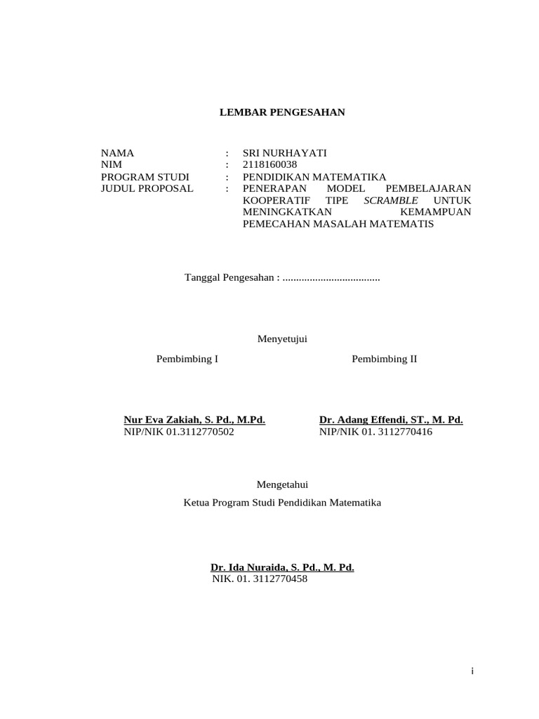 Contoh LEMBAR PENGESAHAN | PDF