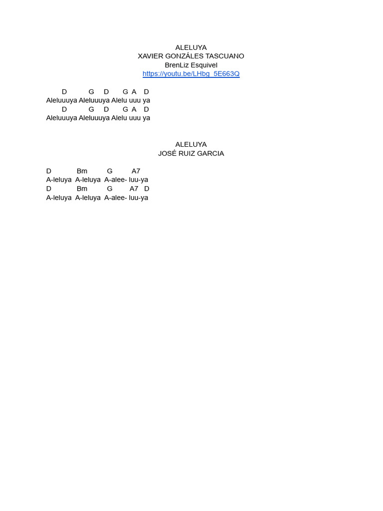 Aleluya Song Lyrics and Chords | PDF