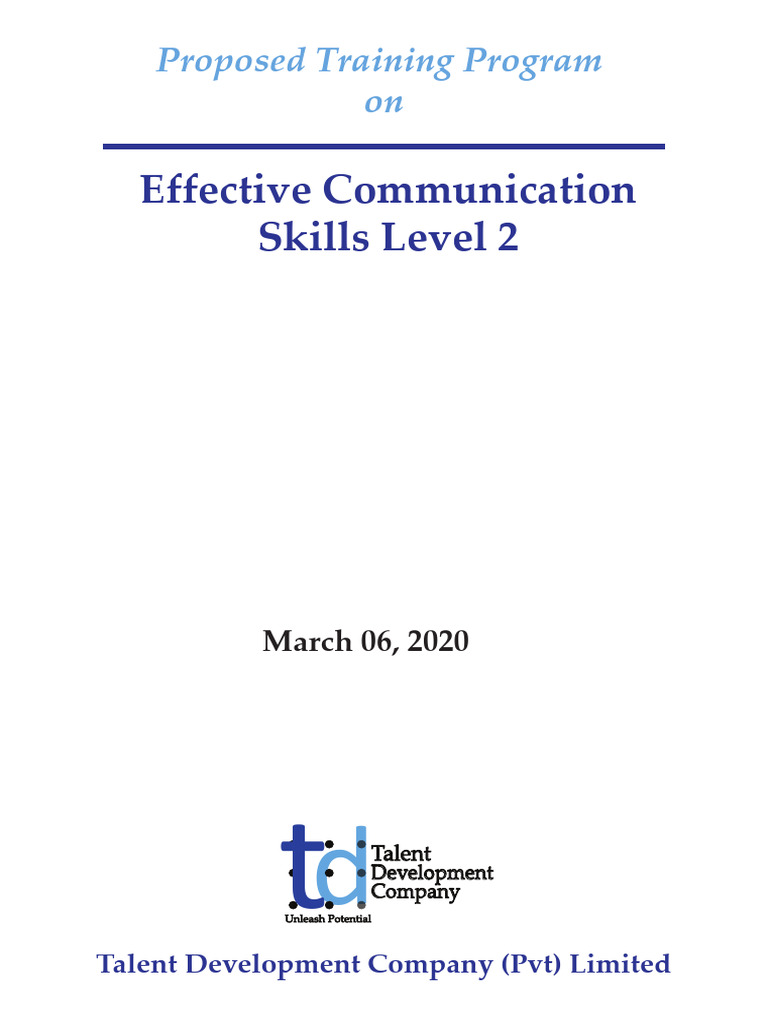 Level 2 Communication Skills Workshop | PDF | Communication | Body Language