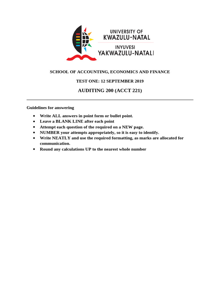 Auditing Exam Guidelines | PDF